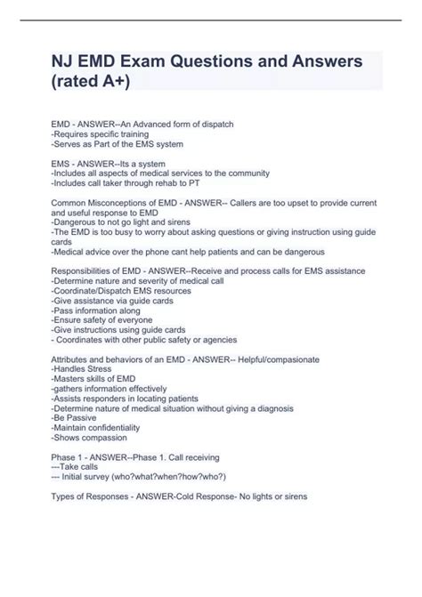 NJ EMD Exam Questions And Answers Rated A NJ EMD Stuvia US