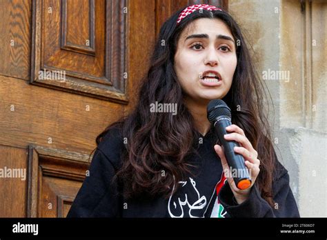 A Palestinian Woman Speaks To Pro Palestinian Supporters Before A Gaza