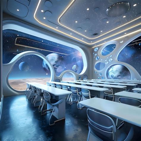 View Of Futuristic And High Tech Classroom For Students Premium Ai