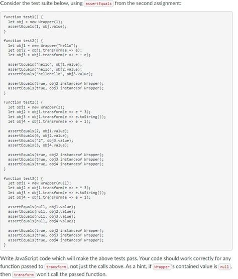 Consider The Test Suite Below Using Assertequals