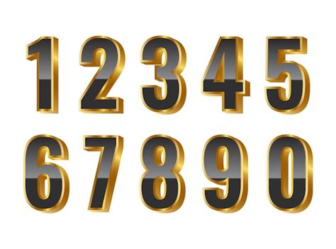 Premium Vector 3d Luxury Golden Set Of Number Digits Numeric Black Collection For Sale
