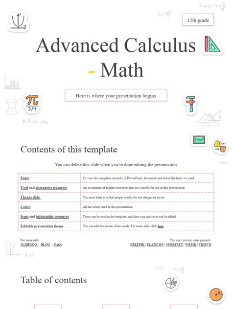 Advanced Calculus Math 12th Grade By Slidesgo Pdf Planets