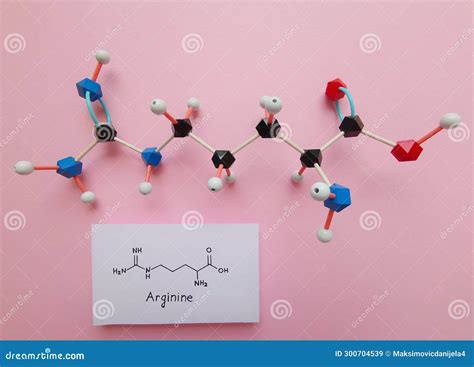 Molecular Structure Model And Structural Chemical Formula Of Arginine