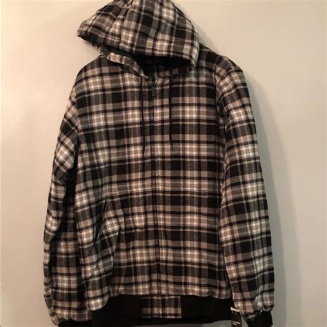 Dickies Jackets And Coats Dickies Black And Gray Plaid Hooded Bomber