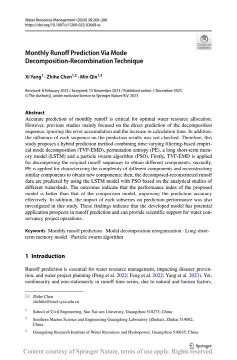 Monthly Runoff Prediction Via Mode Decomposition Recombination Technique