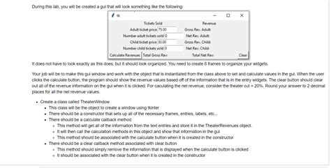 Solved During This Lab You Will Be Created A Gui That Will Chegg Com