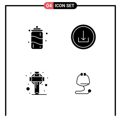 4 Thematic Vector Solid Glyphs And Editable Symbols Of Drink Irish Application Interface Medical
