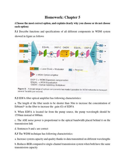 Homework Chapter 5 Pdf Fiber Optic Communication Wavelength Division Multiplexing