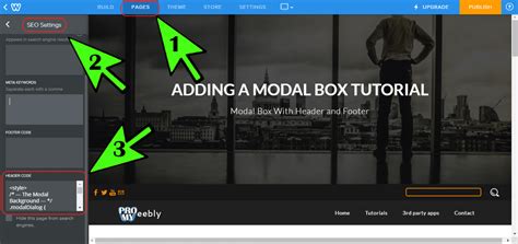 Example Modal Box Header And Footer Tutorial PRO MY WEEBLY
