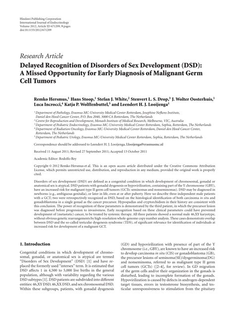Pdf Delayed Recognition Of Disorders Of Sex Development Dsd A Missed Opportunity For Early