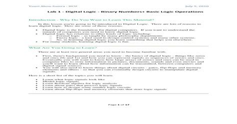 Download Pdf Lab 1 Digital Logic Binary Numbers Basic Logic