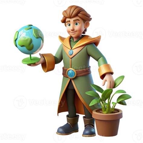 Dramatic Creative 3d Cartoon Wizard Protecting Nature 4k 56757768 Png
