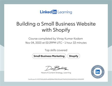 Vinay Kumar Kodam On Linkedin Certificate Of Completion