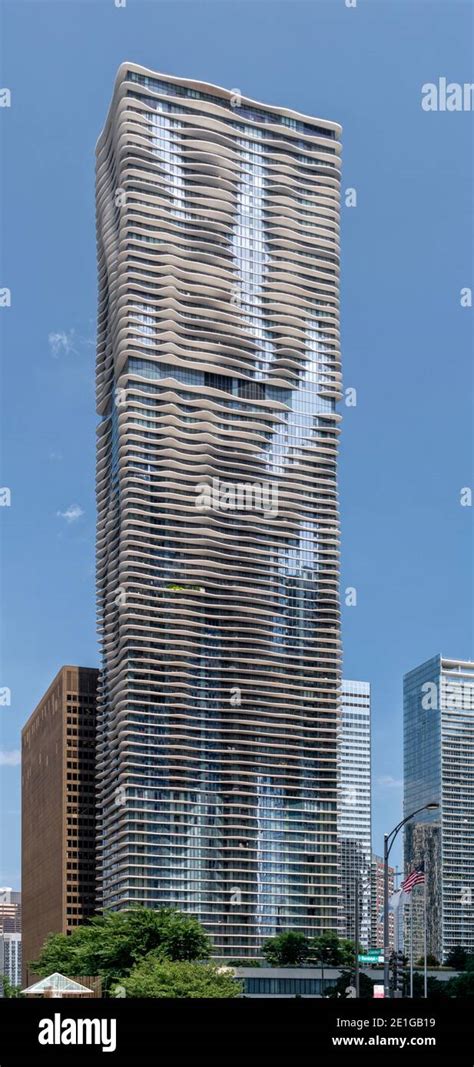 Exterior View Of The 82 Storey 876 Feet High Aqua Tower In Chicago