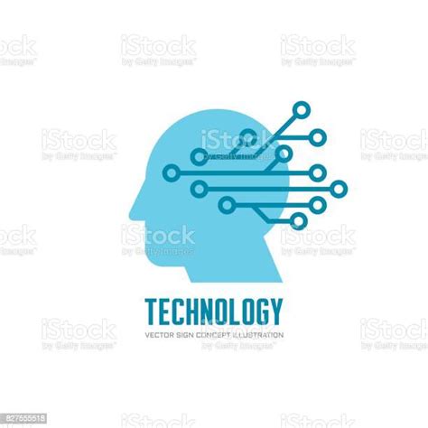 기술인간의 머리와 전자 네트워크벡터 아이콘 개념 그림 디지털 칩 기호입니다 개념에 대한 스톡 벡터 아트 및 기타 이미지 개념
