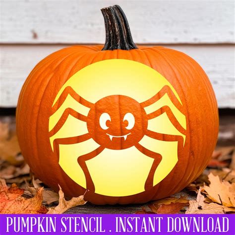 Spider Pumpkin Stencil Halloween Pumpkin Printable Stencil Spider