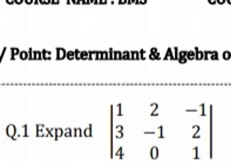 Point Determinant And Algebra O Q 1 Expand ∣∣ 134 2−10 −121 ∣∣ Filo