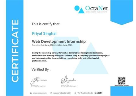 Priyal Singhal On Linkedin Internship Webdevelopment Octanet Projectcompletion Experience