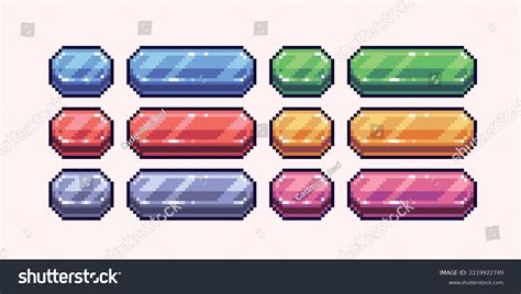 Juego De Píxeles Con Botones De Vector De Stock Libre De Regalías