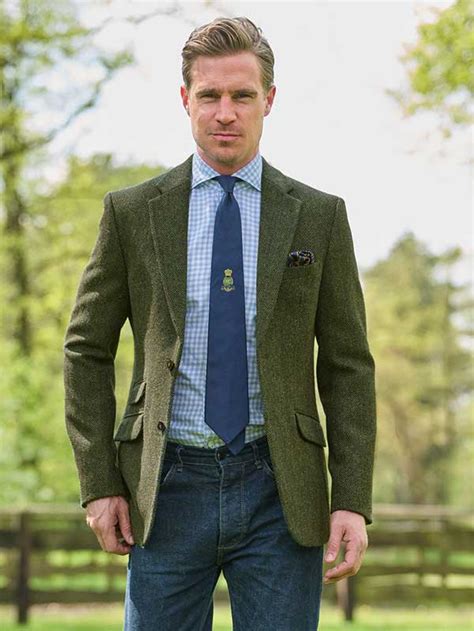 A Harris Tweed Sakko Green Herringbone Harris Tweed Shop