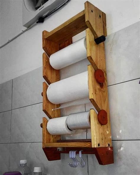Suporte Para Toalha De Papel De Madeira Pallet Projects For Kitchen