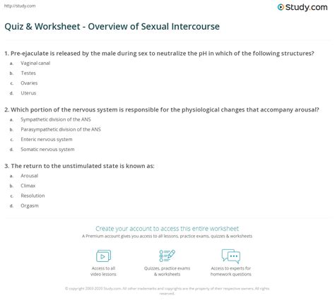Quiz Worksheet Overview Of Sexual Intercourse Study