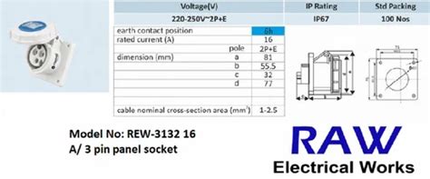 Polycarbonate 16 Ams 3 Pin Panel Socket Blue At ₹ 230piece In