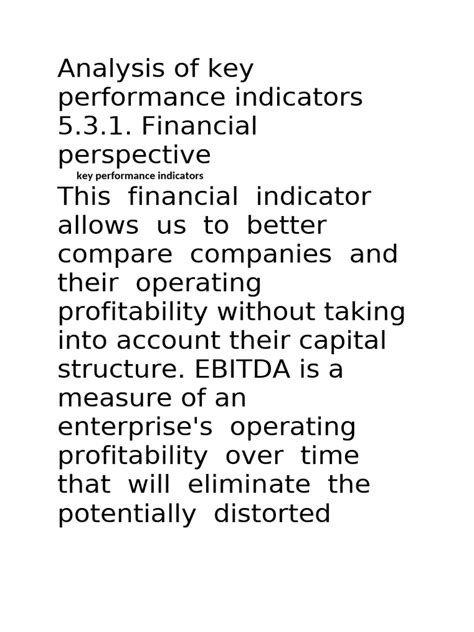 analysis of key performance indicators pdf market economics