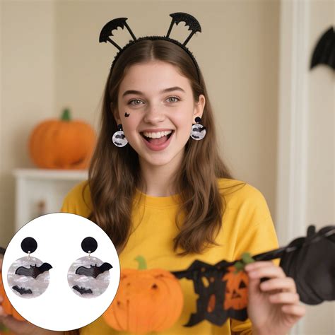 New Halloween Hoop Earrings Black Circular Hoop Earrings Lightweight