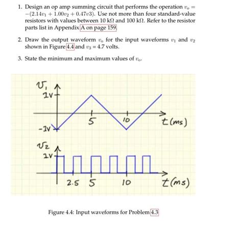 Solved 1 Design An Op Summing Circuit That Performs The Chegg Com