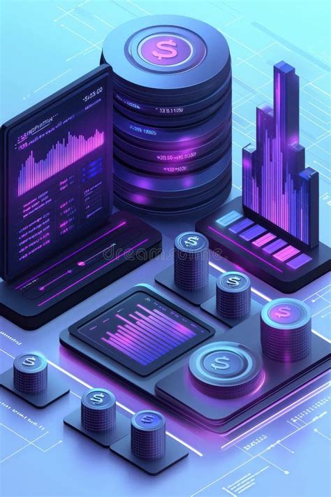 isometric digital illustration of financial and data analytics tools in
