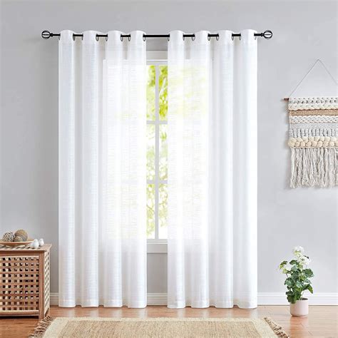 Decoultimatex White Semi Sheer Window Curtain Panels For Living Room