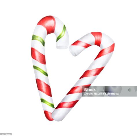 수채화 크리스마스 사탕 지팡이 그림입니다 새해 손으로 그림을 그리는 롤리팝은 하얀 배경에 분리되어 있다 디자이너 음식 장식 메뉴