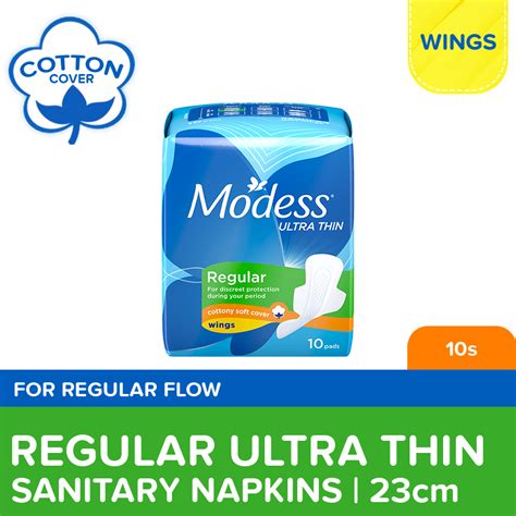 Modess Regular Ultra Thin With Wings Sanitary Napkin 10s Light Flow