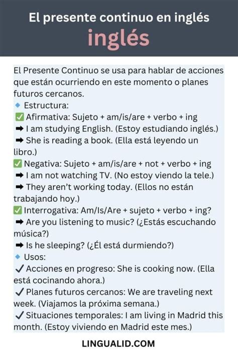 El Presente Continuo En Inglés Guía Completa