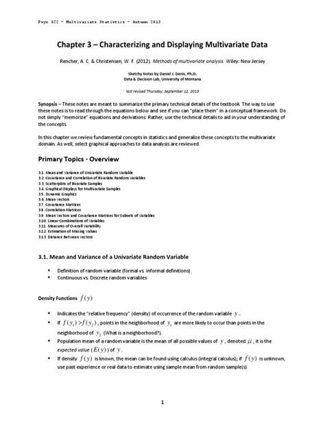 Characterising And Displaying Multivariate Data Download Free Pdf Covariance Matrix Variance