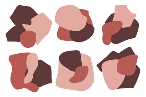 기하학적 모양을 가진 미니멀리스트 추상화 세트 현대 스칸디나비아 스타일 평면 디자인 콜라주 테라코타 색상 구성 포스터 엽서 소셜 미디어 배너 및 게시물에 적합 0명에 대한