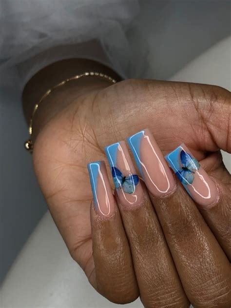 Blue Butterfly Nails Cute Acrylic Nail Designs