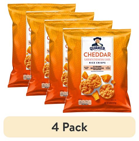 4 Pack Quaker Rice Crisps Cheddar Cheese Gluten Free 606 Oz Bag