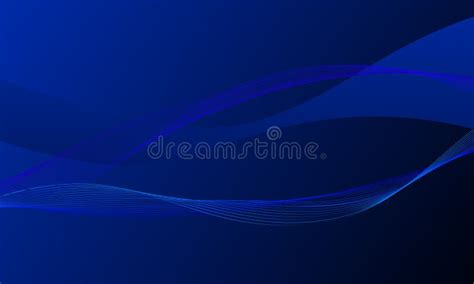 Abstract Blue Smooth Lines Wave Curves With Soft Gradient Background
