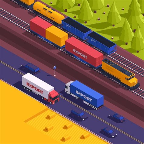 Premium Vector Isometric Export And Import Composition Background