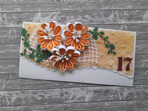 Картичка за момиче 17 години Квилинг Картичка за тийнейджър Рожден ден Handmasters Bg