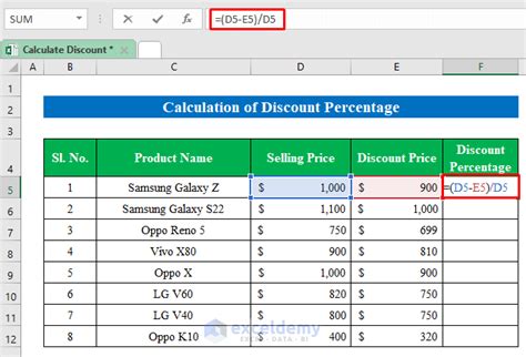 how to calculate discount in excel 2 easy methods exceldemy