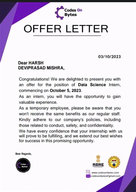 Harsh Mishra On Linkedin Datascienceinternship Codesonbytes