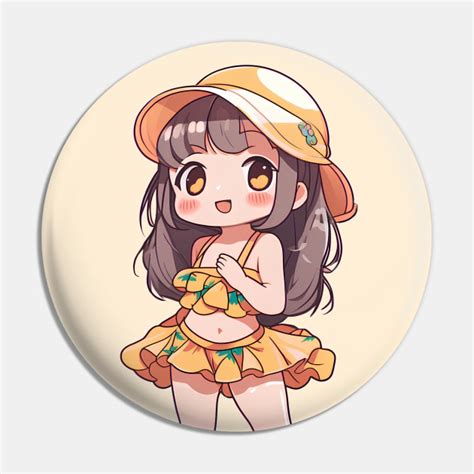 Cute Anime Girl In Bikini Beach Girl Pin Teepublic