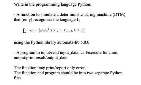Solved Write In The Programming Language Python A