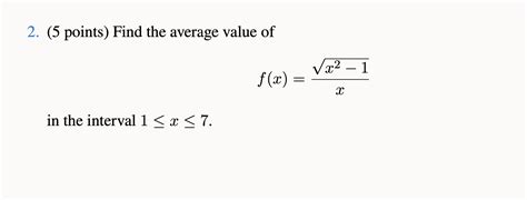 solved 2 5 points find the average value of v x2 1 f 3