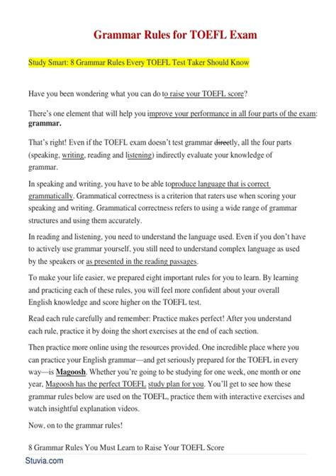 Summary Grammar Rules For Toefl Exam Every Toefl Test Taker Should Know