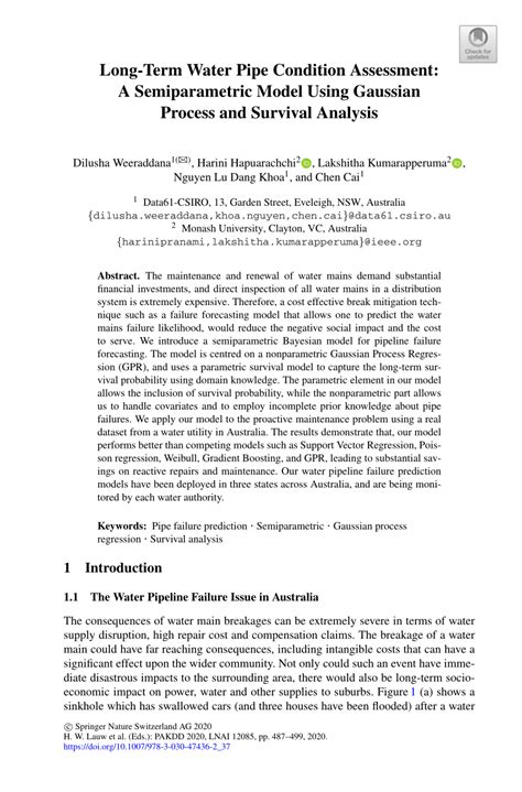 Pdf Long Term Water Pipe Condition Assessment A Semiparametric Model