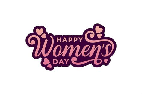 터 손으로 그린 국제 여성의 날 글자 프리미엄 벡터